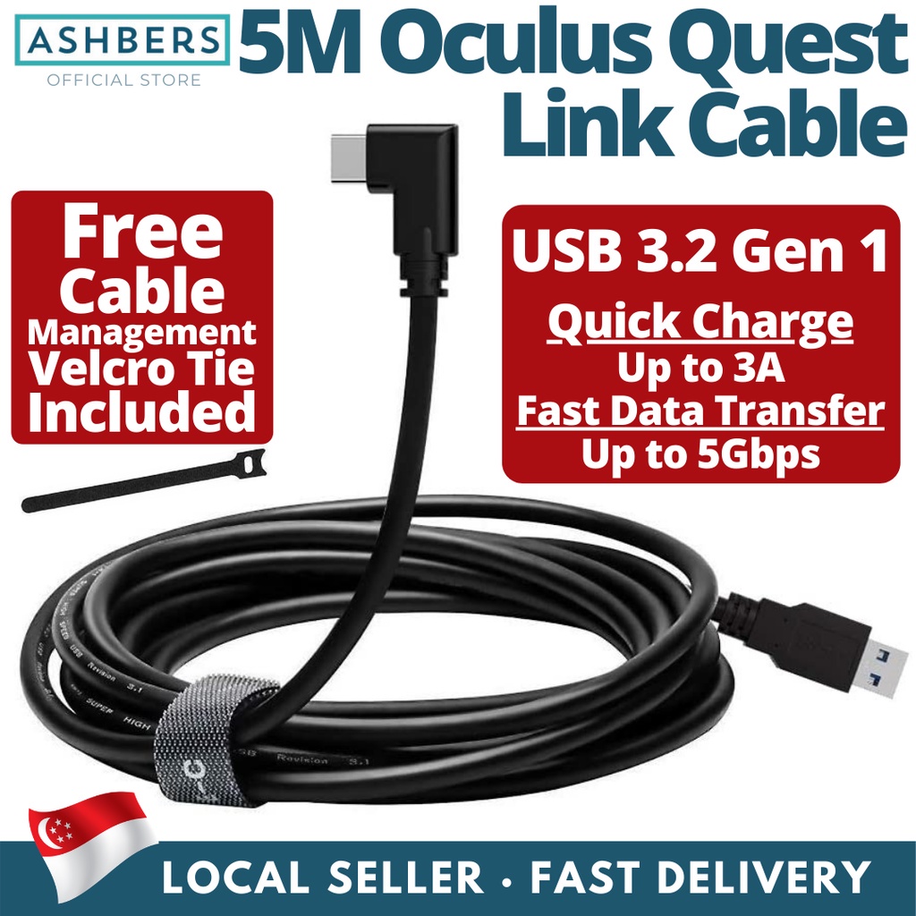 Oculus Meta Quest 2 / 3 Link Cable 5M -USB 3.2 Gen 1 (5Gbps 3A) High ...