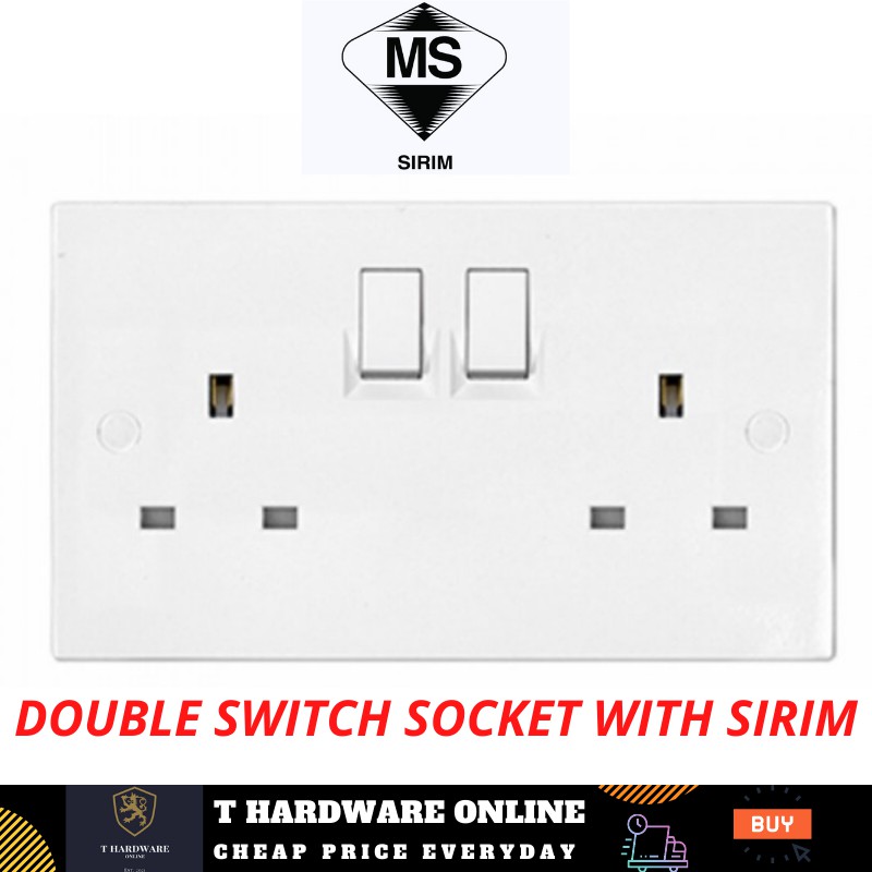 (Ready Stock) 13A UMS Double 2 Gang Switch Socket 3 Pin Wall Socket ...