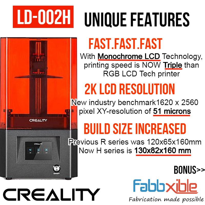 Creality 3D LD-002H Resin 3D Printer- Monochrome LCD 3x Faster with 2K ...