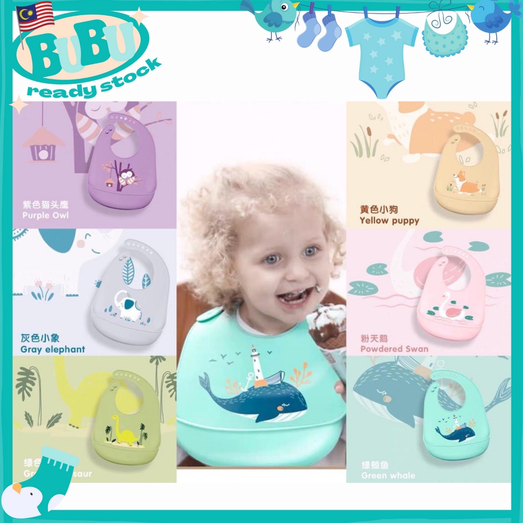 BUBU Ready Stock Baby Silicone Bibs Adjustable Waterproof Feeding ...
