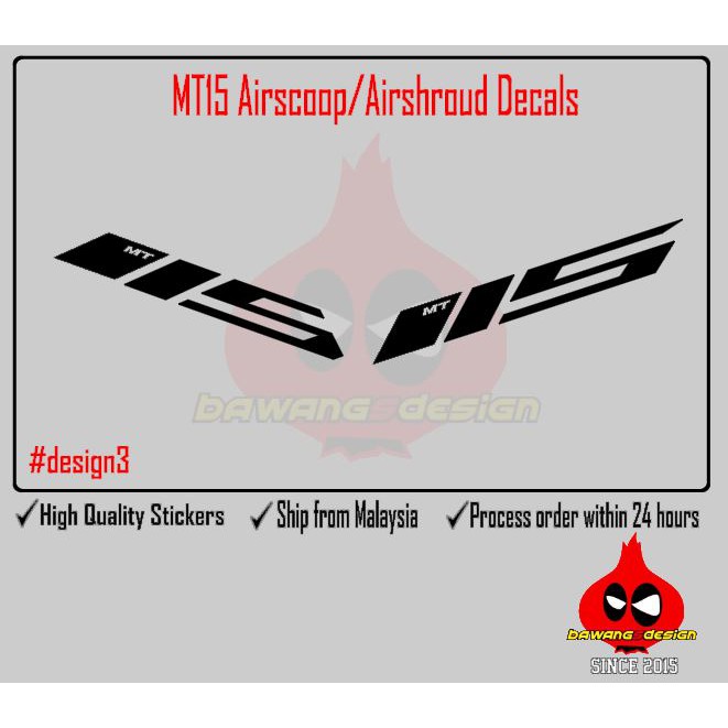 Design 3 | YAMAHA MT15 AirScoop/Airshroud Sticker Decals (Pair ...