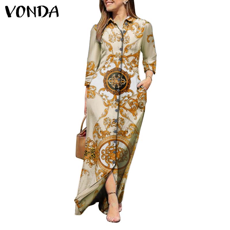 Vonda Women Floral Turn Down Floral Long Sleeve Lapel Button Down Long