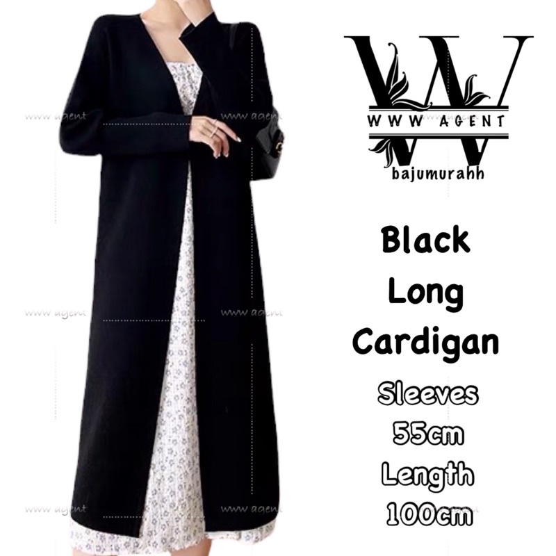 📦SHIP IN 24HRS📦WOMEN BASIC LONG CARDIGAN COTTON CARDIGAN LABUH BLACK ...