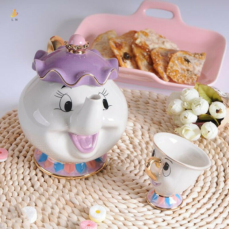 Cute Beauty And The Beast Teapots Mrs Potts Chip Tea Pot Cup Set Xmas ...