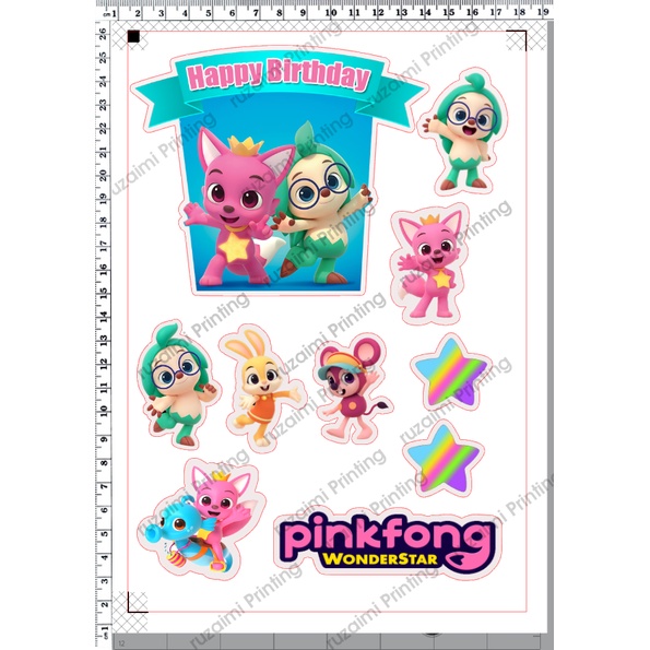 Pink Fong And Hogi Cake Topper Birthday 001 | Shopee Malaysia