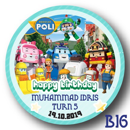 Goodies Birthday Packaging Party Sticker Robocar Poli #B16 55pcs ...