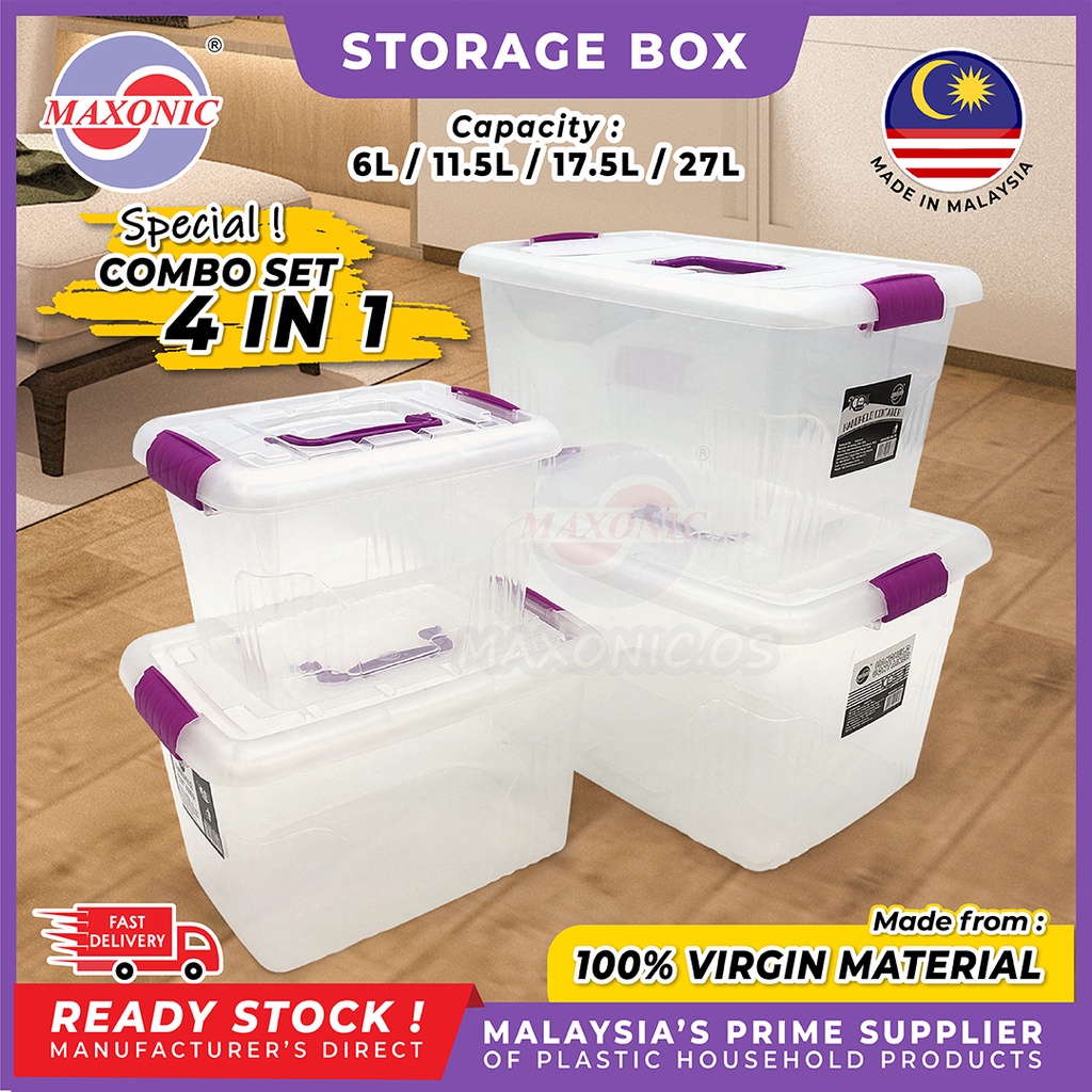 MAXONIC 27L COMBO SET 4 IN 1 MULTIPURPOSE STORAGE BOX | PLASTIC ...
