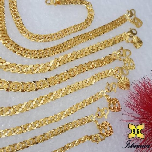 ISTIMEWA 916 Gold Solid Bracelets Rantai Tangan Padu Pasir Emas 916 ...