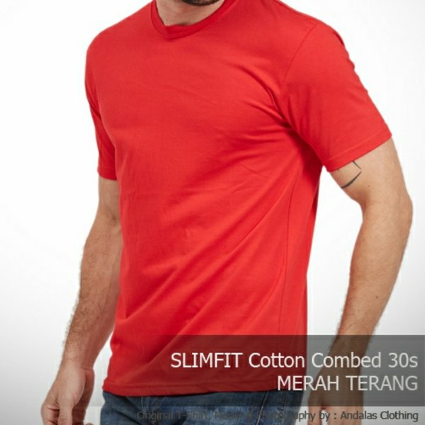 MERAH Bright RED COMBED 30S SLIMFIT COTTON PLAIN T-SHIRTS | Shopee Malaysia