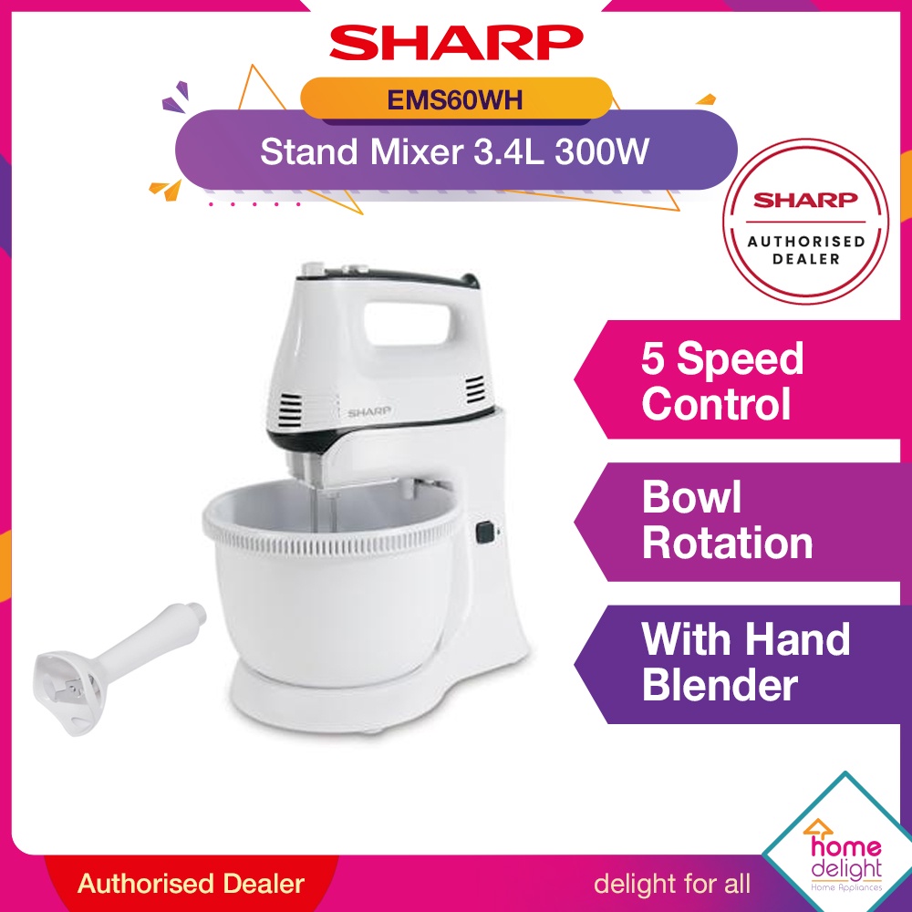Sharp Stand Mixer With Hand Blender Attachment 3.4L 300W EMS60WH ...
