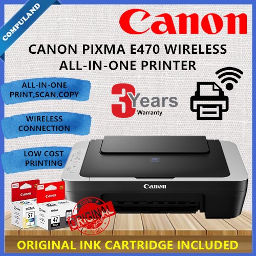 Canon PIXMA E470 4 In 1 Printer ( Print, Copy, Scan, Wifi) | Shopee ...