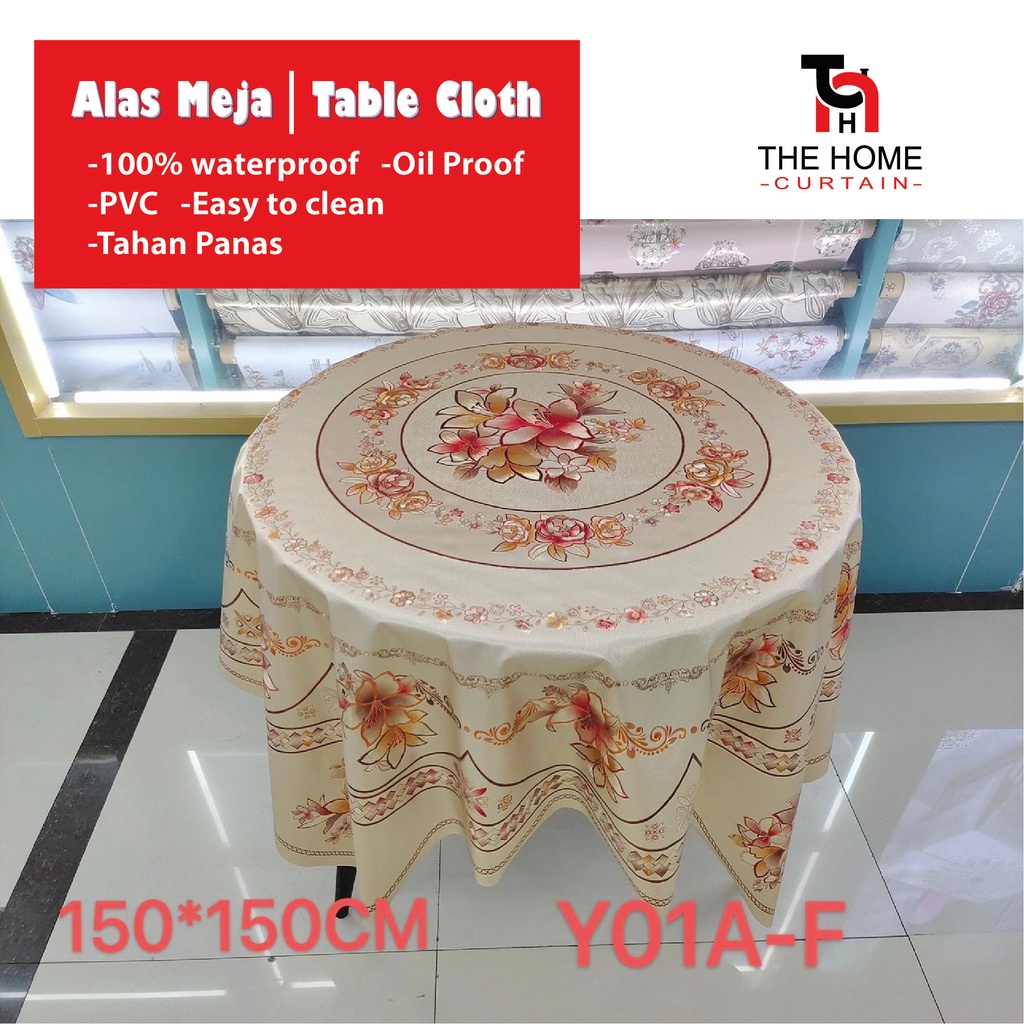 Table Cloth Waterproof 150cm x 150cm / Alas Meja Plastic Table Cover ...