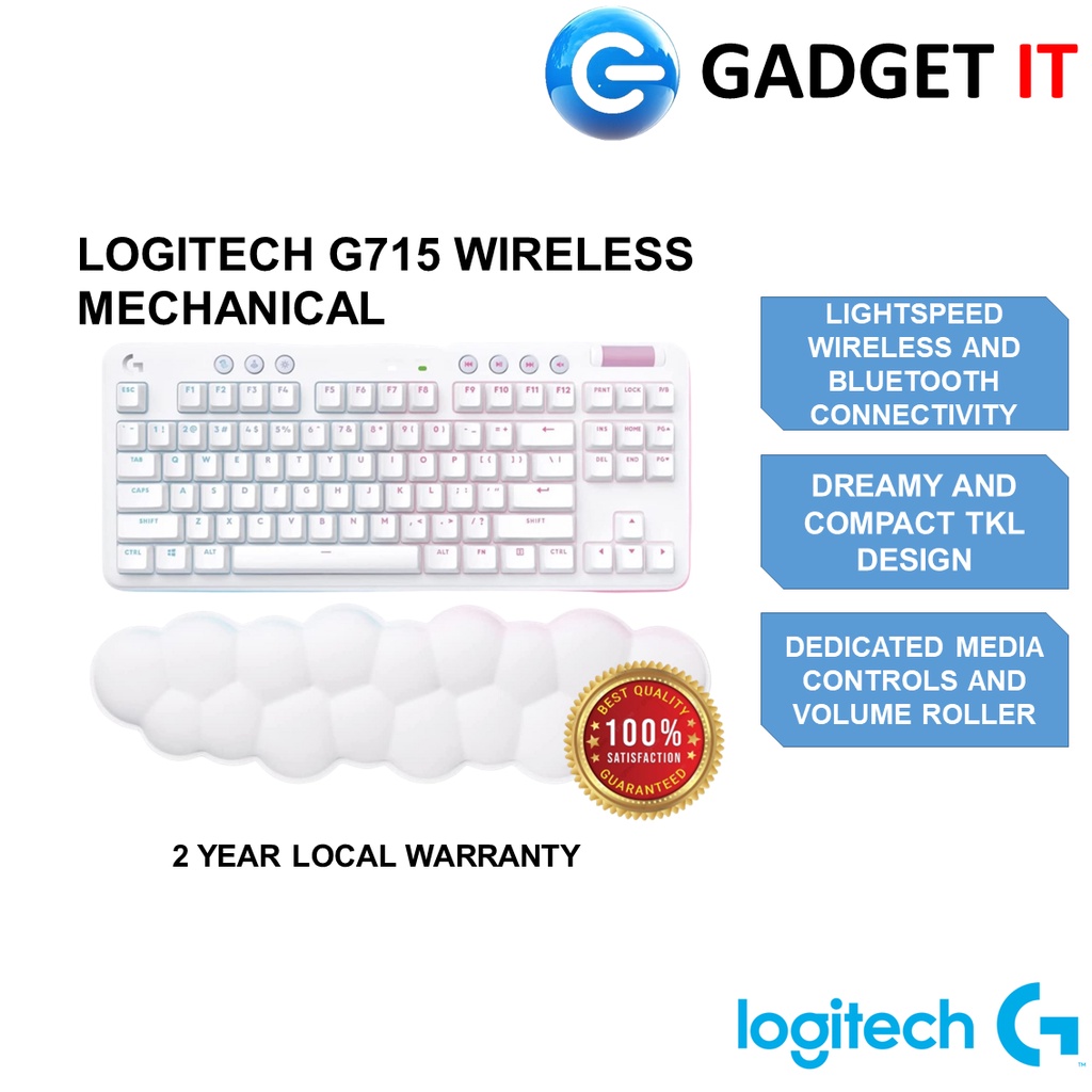 LOGITECH G715 TKL WIRELESS MECHANICAL GAMING KEYBOARD WITH LIGHTSYNC ...