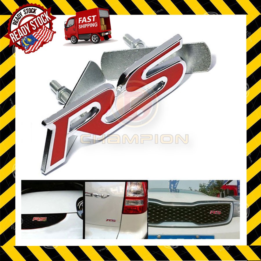 Red Metal RS Logo Front Grille Trunk Emblem Badge With Screw Set ...