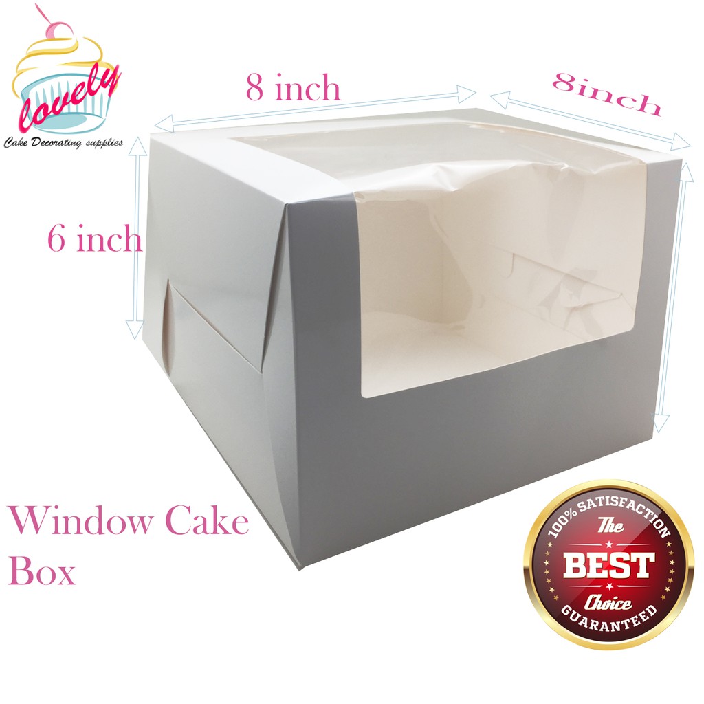 CAKE BOX WINDOW 8X8X6 KOTAK KEK | PLAIN CAKE BOX WITH WINDOW KOTAK KEK ...