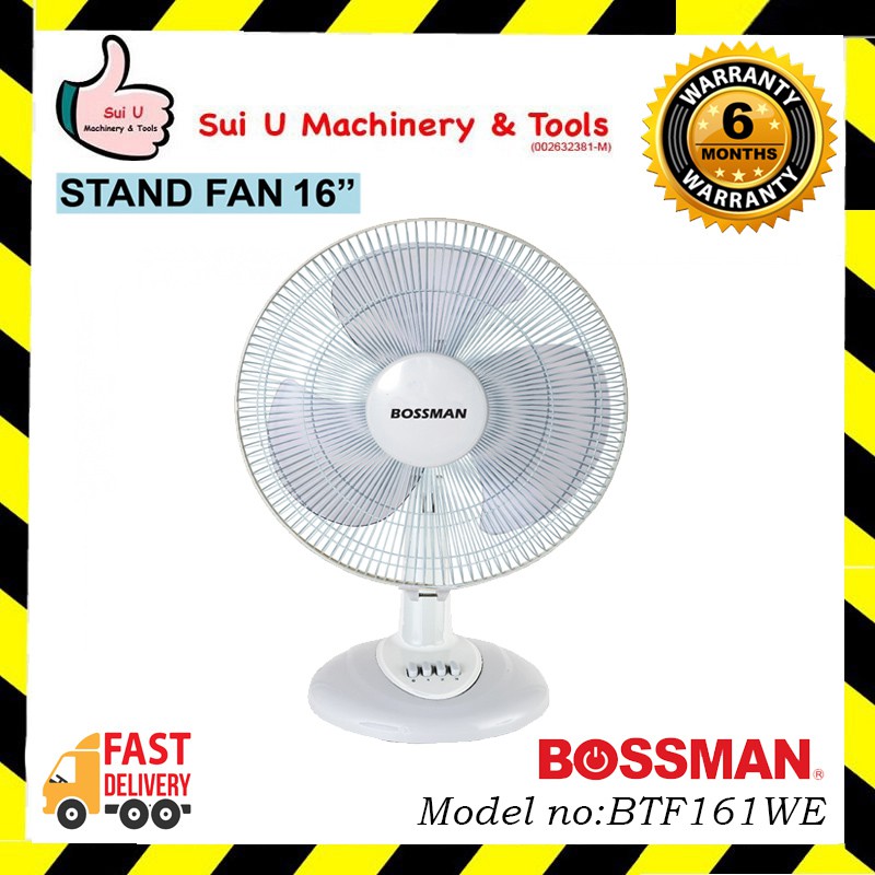 BOSSMAN BTF161WE 16" Table Fan White Colour ( 3-Speeds ) | Shopee Malaysia