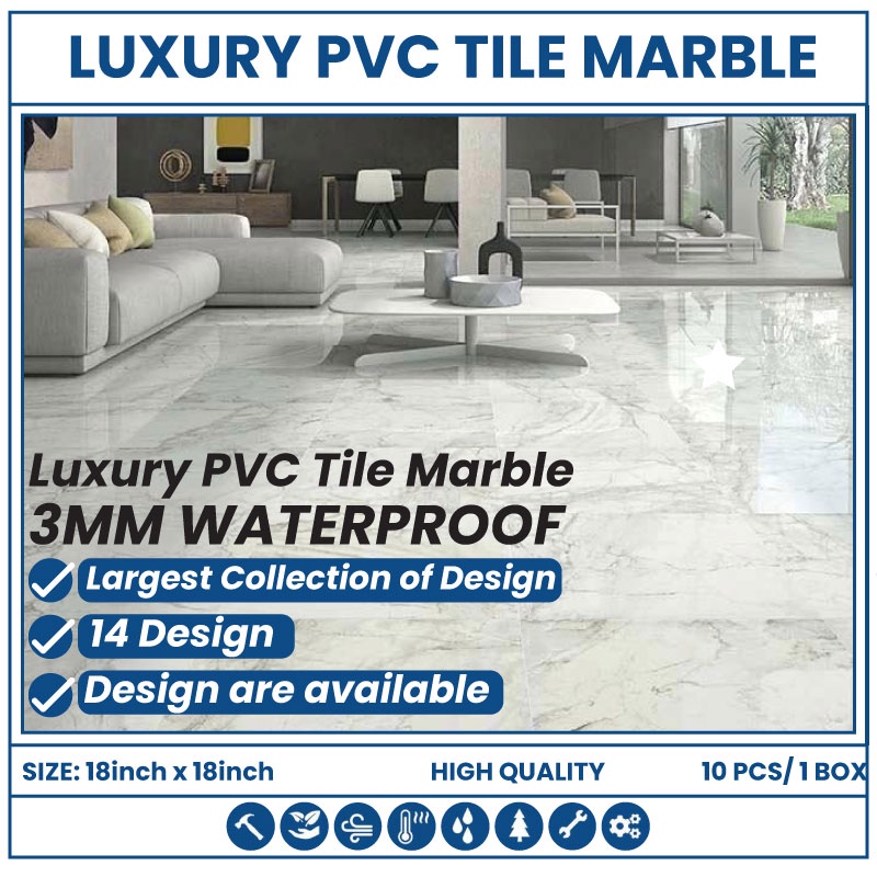 READY STOCK 3MM 18INCHX18INCH LUXURY PVC VINYL TILE FLOOR LANTAI VINYL ...