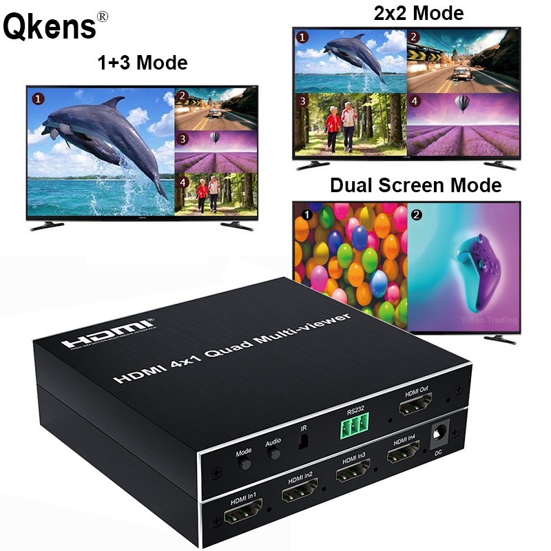 4x1 HDMI Multiviewer 1080p Full HD Quad Screen Multi Viewer 4 in 1 Out ...