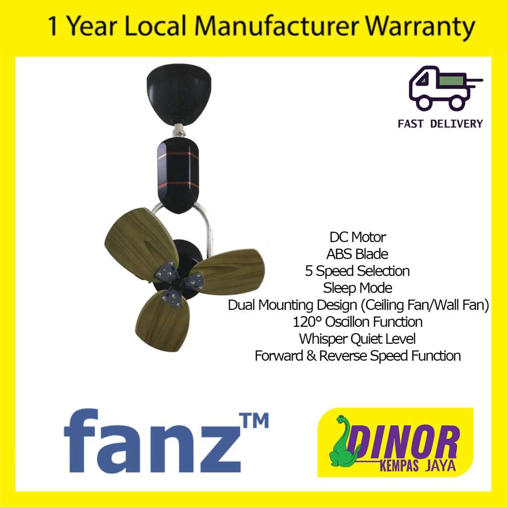 FANZ 16" Axel Series DC Motor Ceiling Fan AXEL 16-SVMB / AXEL16SVMB ...