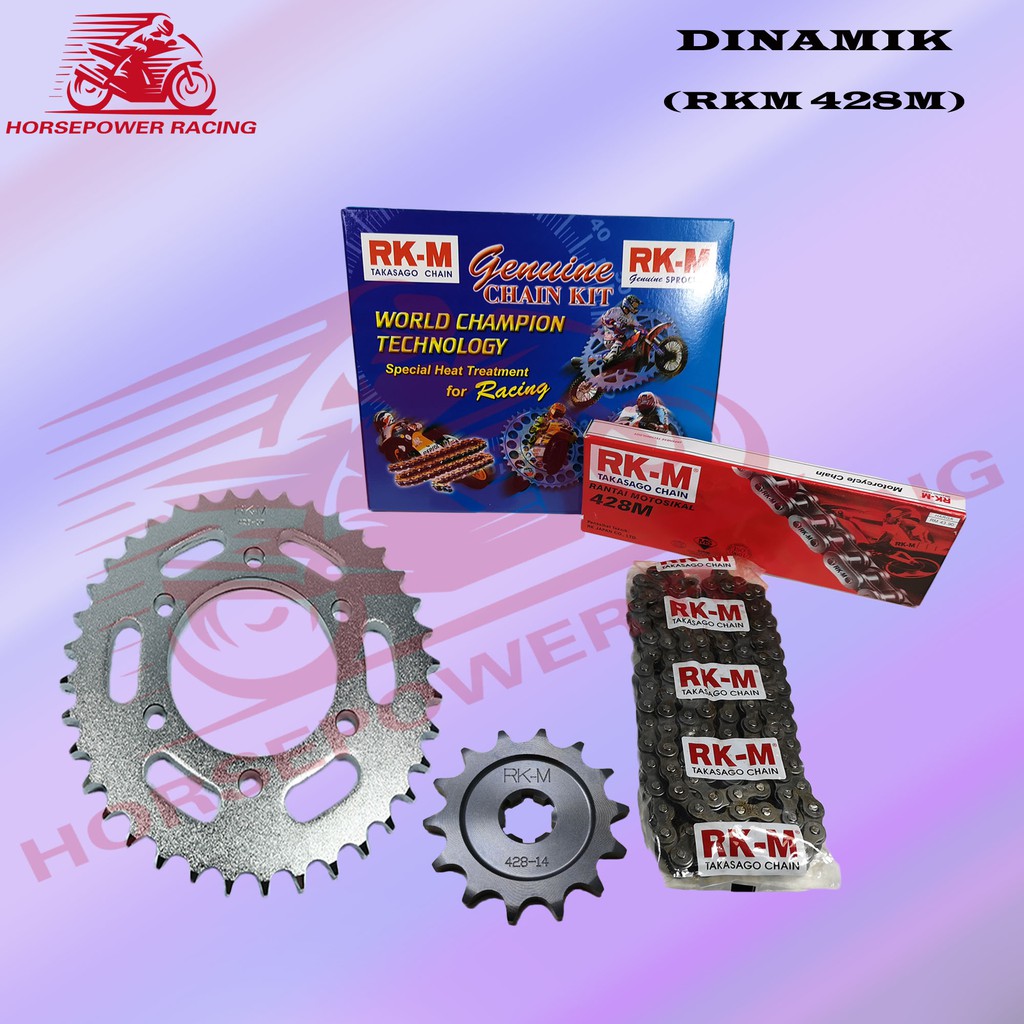 DINAMIK RKM 428M FULL STEEL SPROCKET CHAIN SET MODENAS | Shopee Malaysia