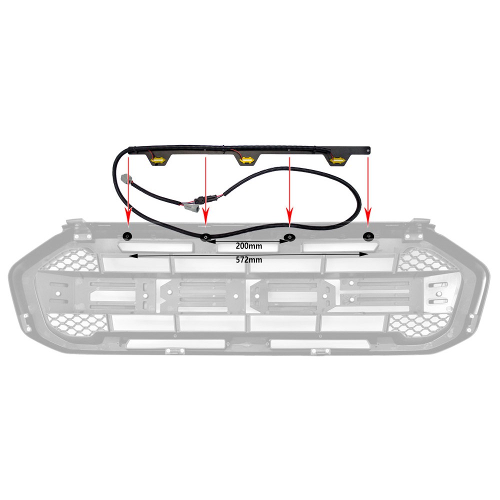 2019-2021 Ford Ranger Raptor Style 3 LED Grille Light Kit Fit For ...