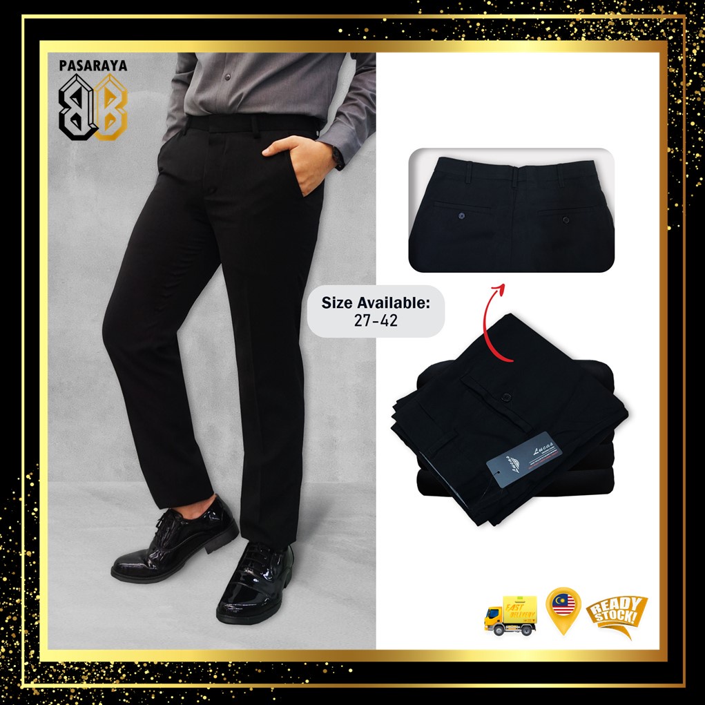 SELUAR SLACK HITAM LELAKI (DEWASA) 638 SIZE 27-42 | Shopee Malaysia