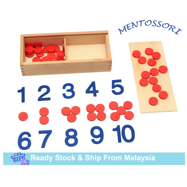 Montessori Cards & Counters Math Material, Numbers and Montessori Chip ...