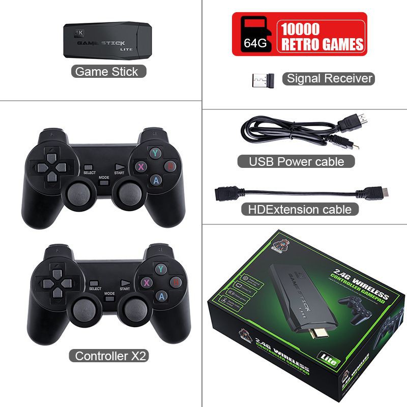 64/128GB Portable 10k Game 4K TV Video Game Console With 2.4G Wireless ...