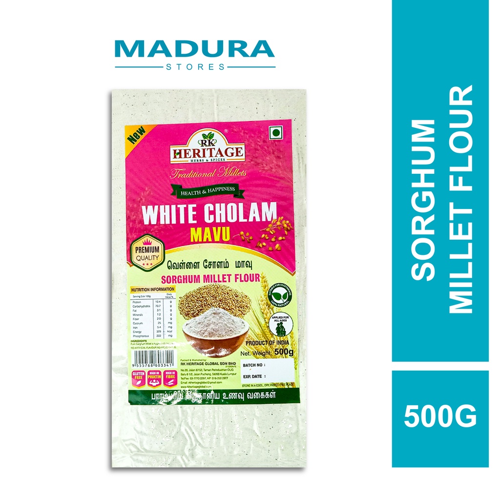 RK Heritage White Cholam Mavu Sorghum Millet Flour 500g / Tepung Millet ...