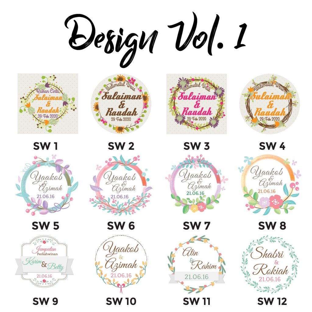 Sticker Doorgift / Sticker Kahwin / Sticker Label Volume 1 Free Design ...