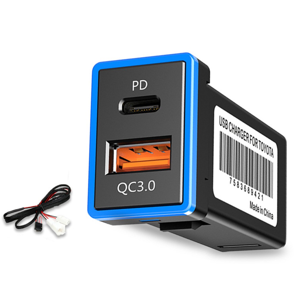 12V/24V USB Type C Car Charger Replacement for Toyota, Dual USB Ports ...