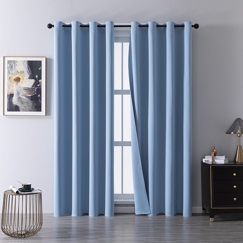 LIGHT BLUE Modern Solid Color Blackout Curtain for Living room Bedroom ...
