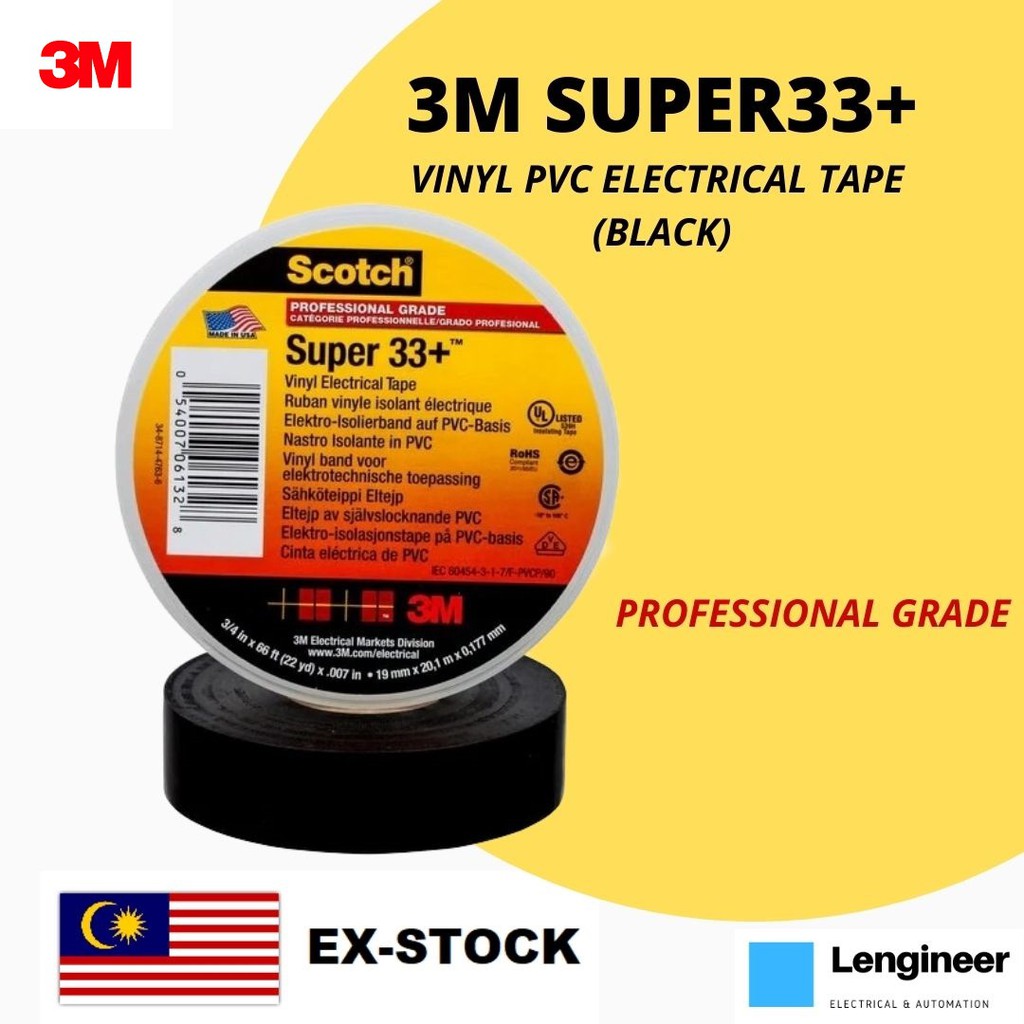 3M Super 33+ Vinyl PVC Electrical Black Tape | Shopee Malaysia