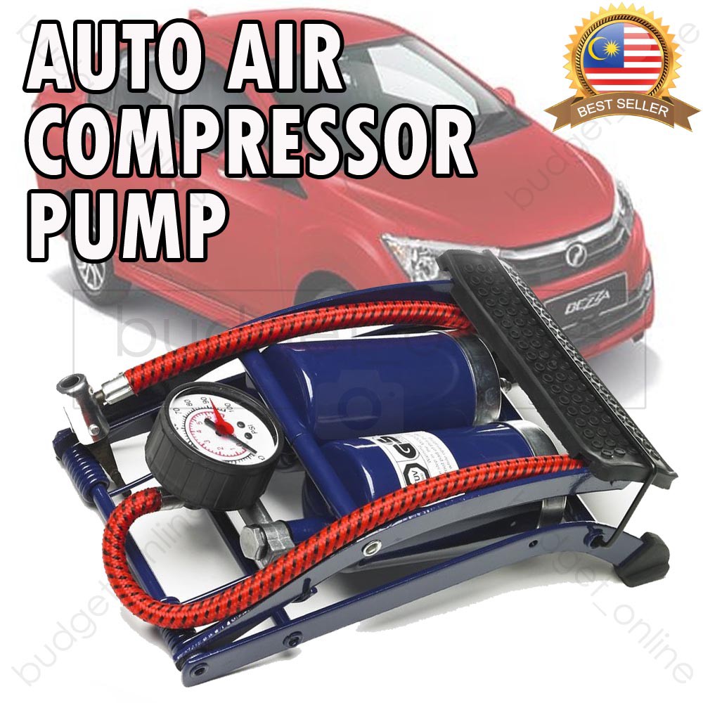 Double Barrel Foot Pump Pedal Cylinder Inflator Air Compressor Pressure ...