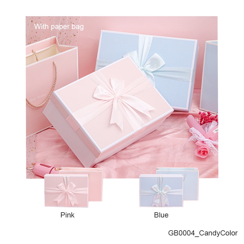 GIFT PAPER BOX 🎁Gradient Pastel Colorful Ribbon Birthday Doorgift Gift ...