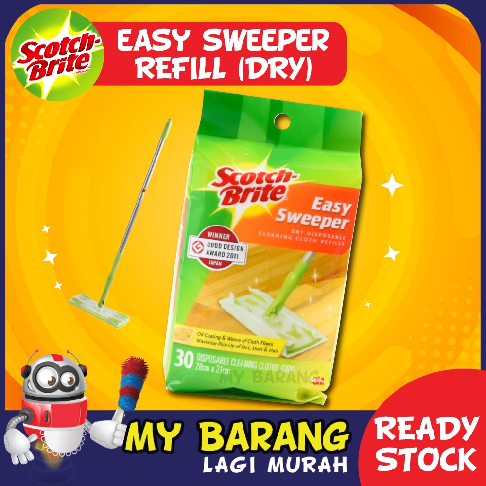 3M Scotch-Brite Easy Sweeper Dry Disposable Cleaning Cloth Refills (30 ...