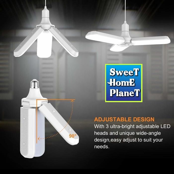 45W E27 3 Blade LED Folding Light Bulb AC220V Adjustable Ceiling Light ...