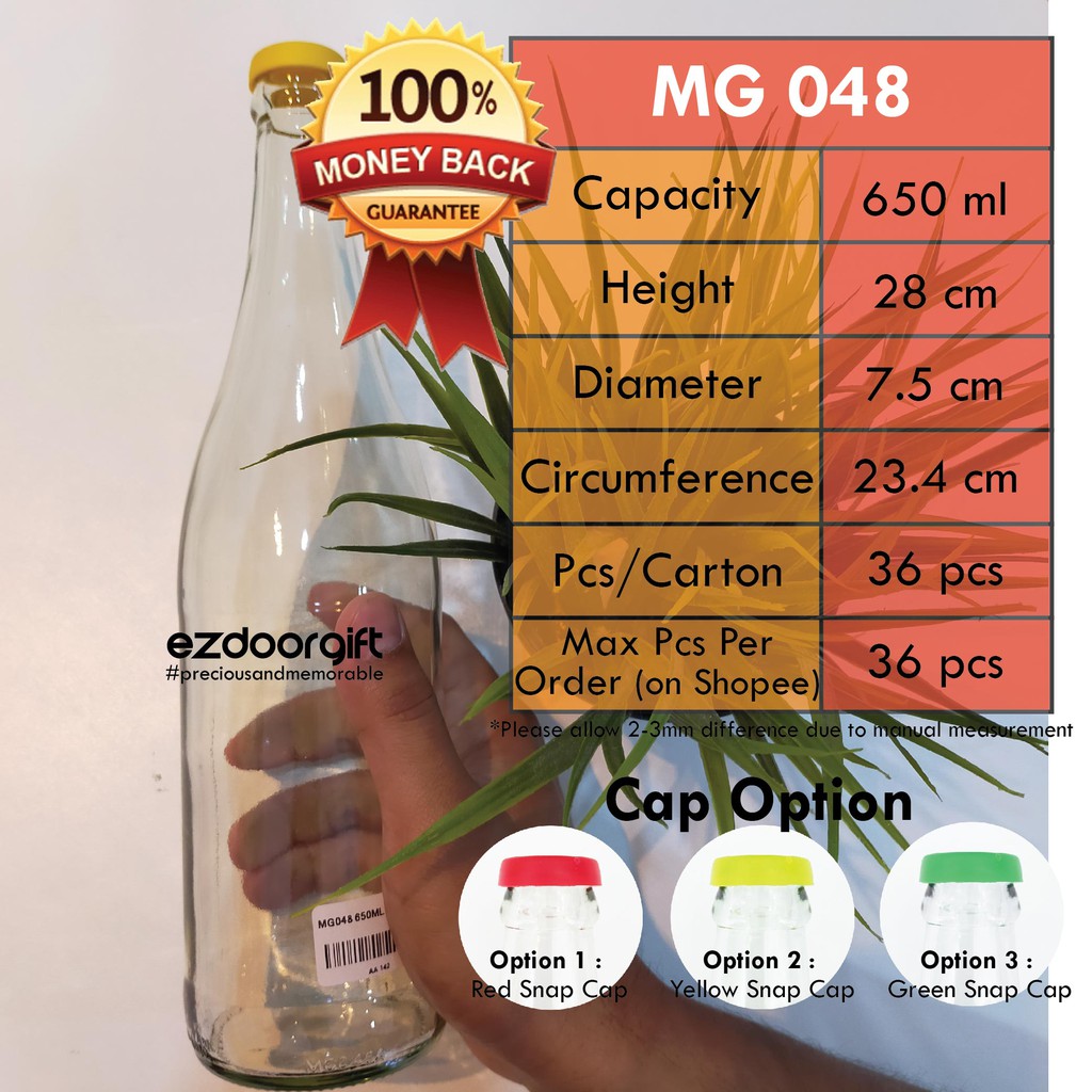 Mg 048 650 Ml Glass Bottle Glass Jar Money Back Guarantee Botol Kaca ...