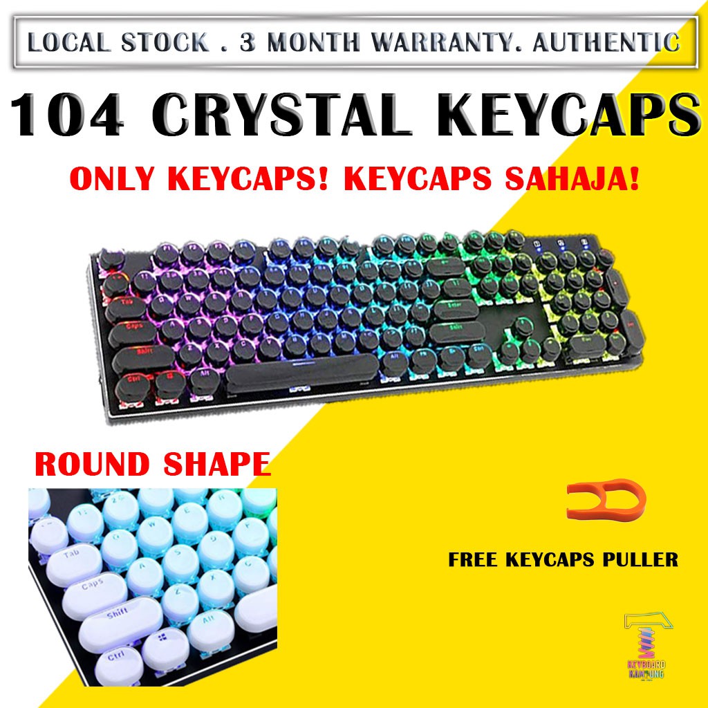 104 Keycaps Crystal Round Transparent High Quality keycaps for MX type ...