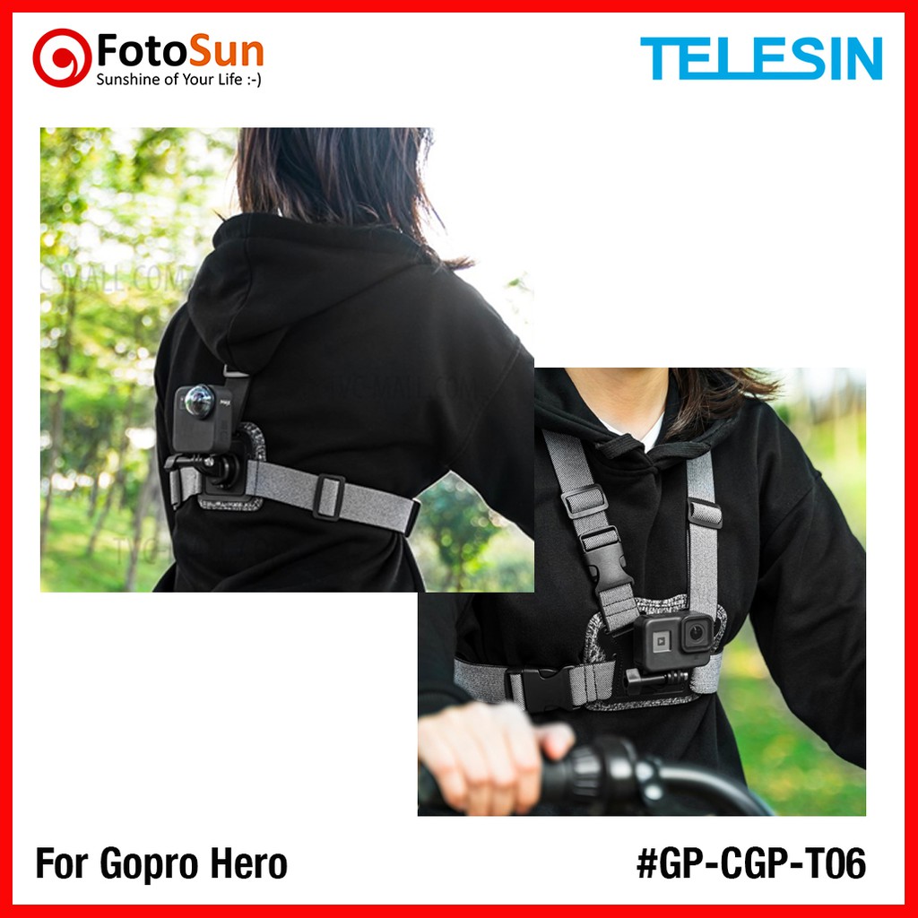 Telesin Chest Strap with double mount front & back for Gopro Hero ...