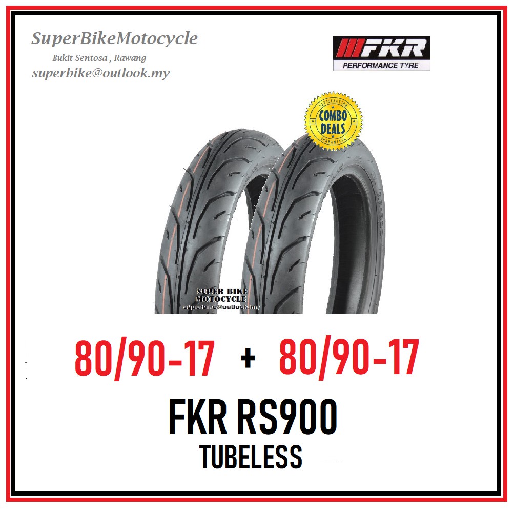 FKR RS900 COMBO SET !! 80/90-17 + 80/90-17 !! Tubeless Motorcycle Tyre ...