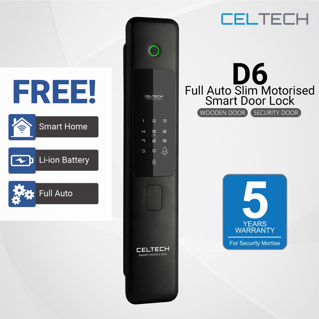 [ORIGINAL] Celtech D6 Motorised Smart Home Digital Smart Door Lock With Wifi | Shopee Malaysia