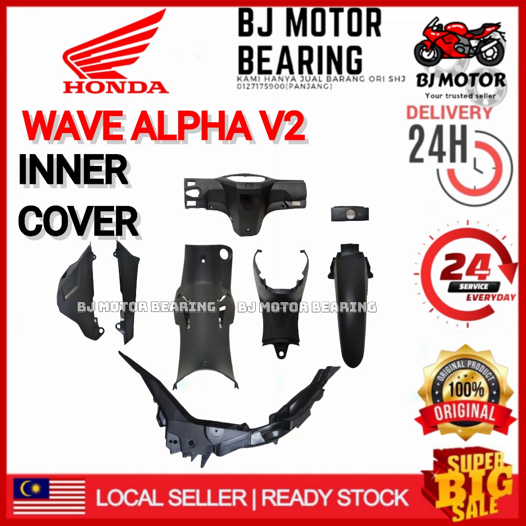 WAVE ALPHA 110 CX V2 Inner Cover Full Set Kaver Hitam Meter Center Tank Front Fender Rear Side ...
