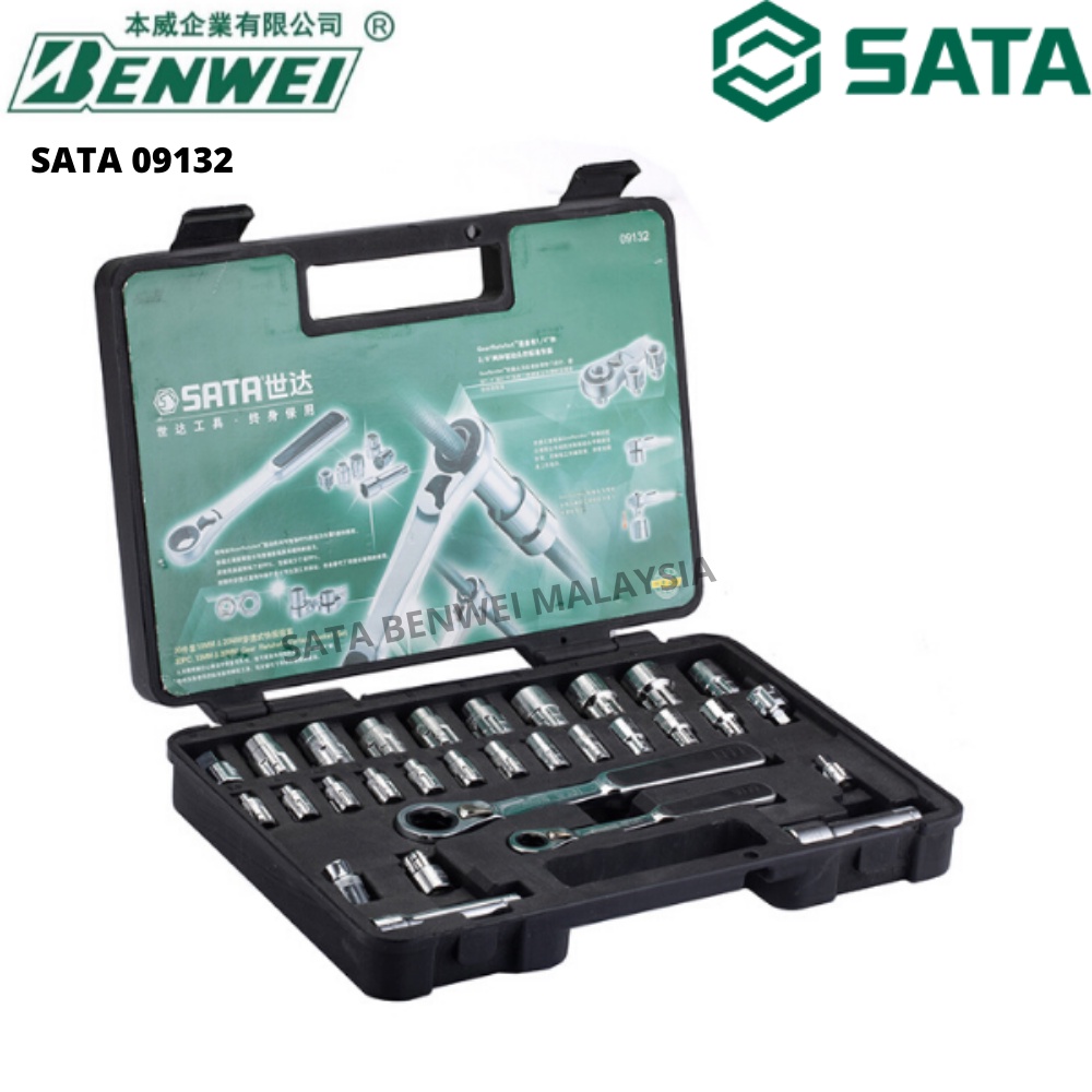SATA 30pcs 1/4'' & 3/8'' Gear Ratchet Vortex Socket Set SATA 09132 ...