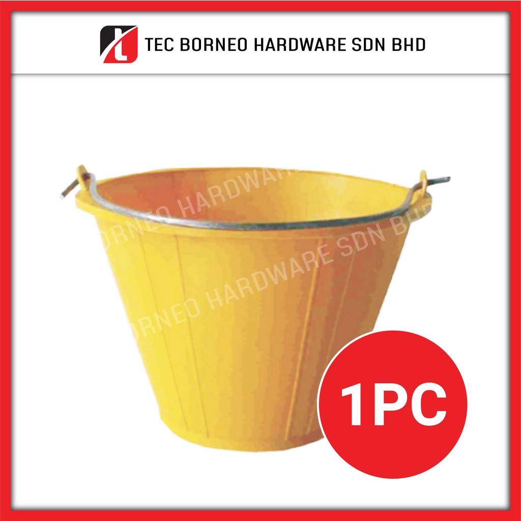 TEC PVC Yellow Cement / Sand Pail Steel Handle Baldi Simen Pasir Kuning ...