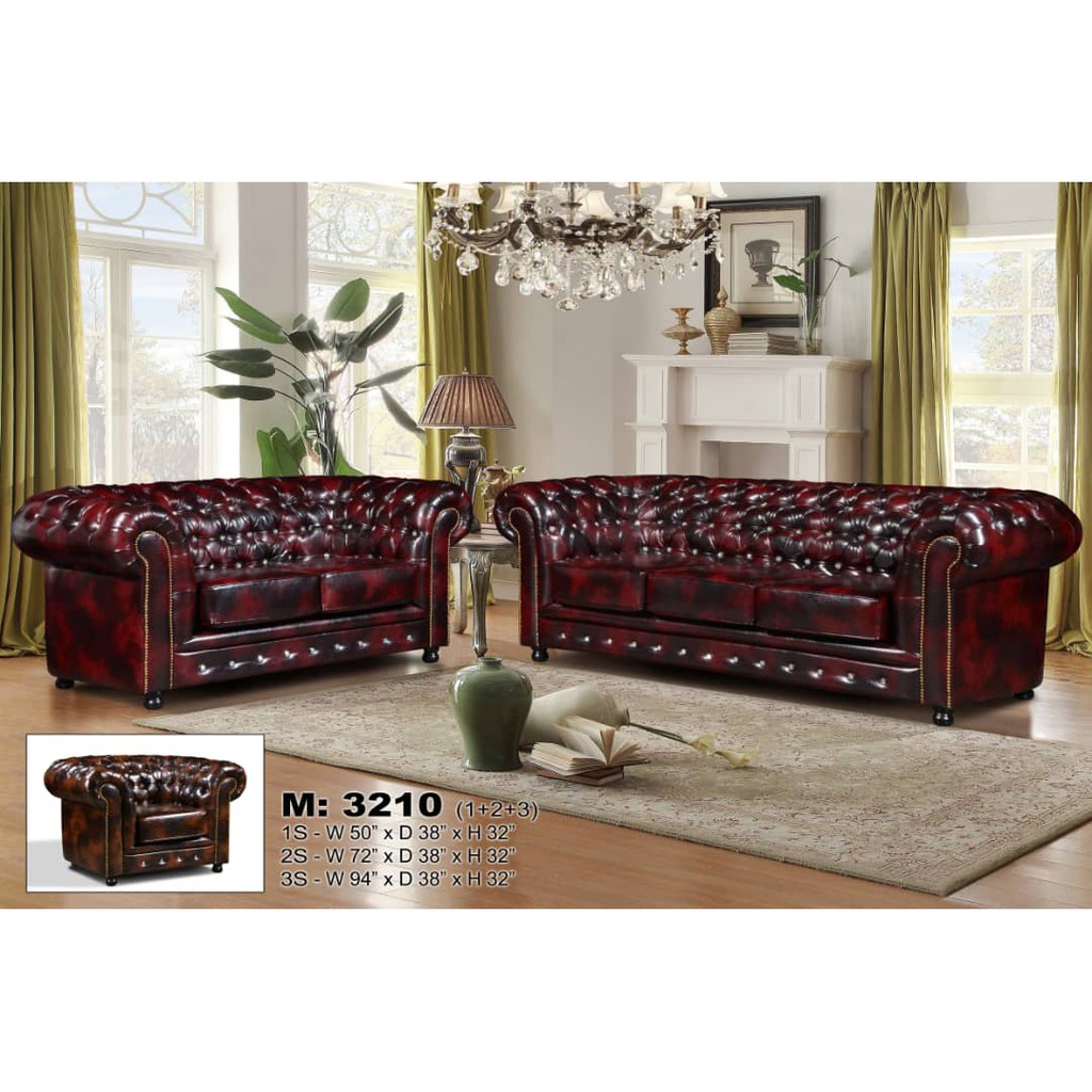 2+3+1 Seater Chestfield Full Set Sofa M3210 | Shopee Malaysia