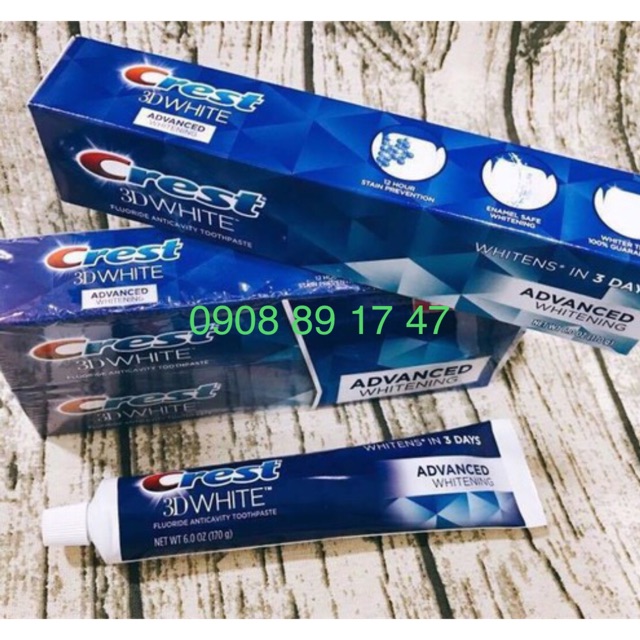 Crest 3D White Advanced Whitening Toothpaste 170g (Lot of 5 tubes ...