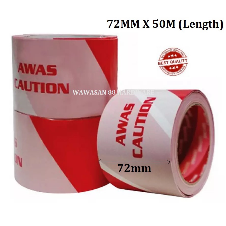 RED WHITE AWAS TAPE Awas Caution Tape Safety Road Tape / SOP Warning ...