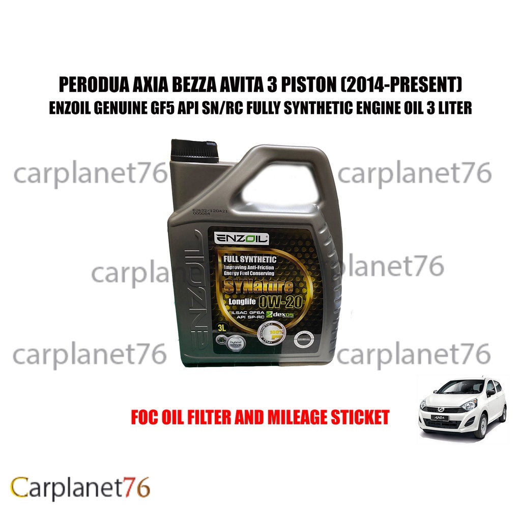 PERODUA AXIA BEZZA AVITA ENZOIL GENUINE 0W 20 0W 20 GF5 API SN/RC FULLY ...
