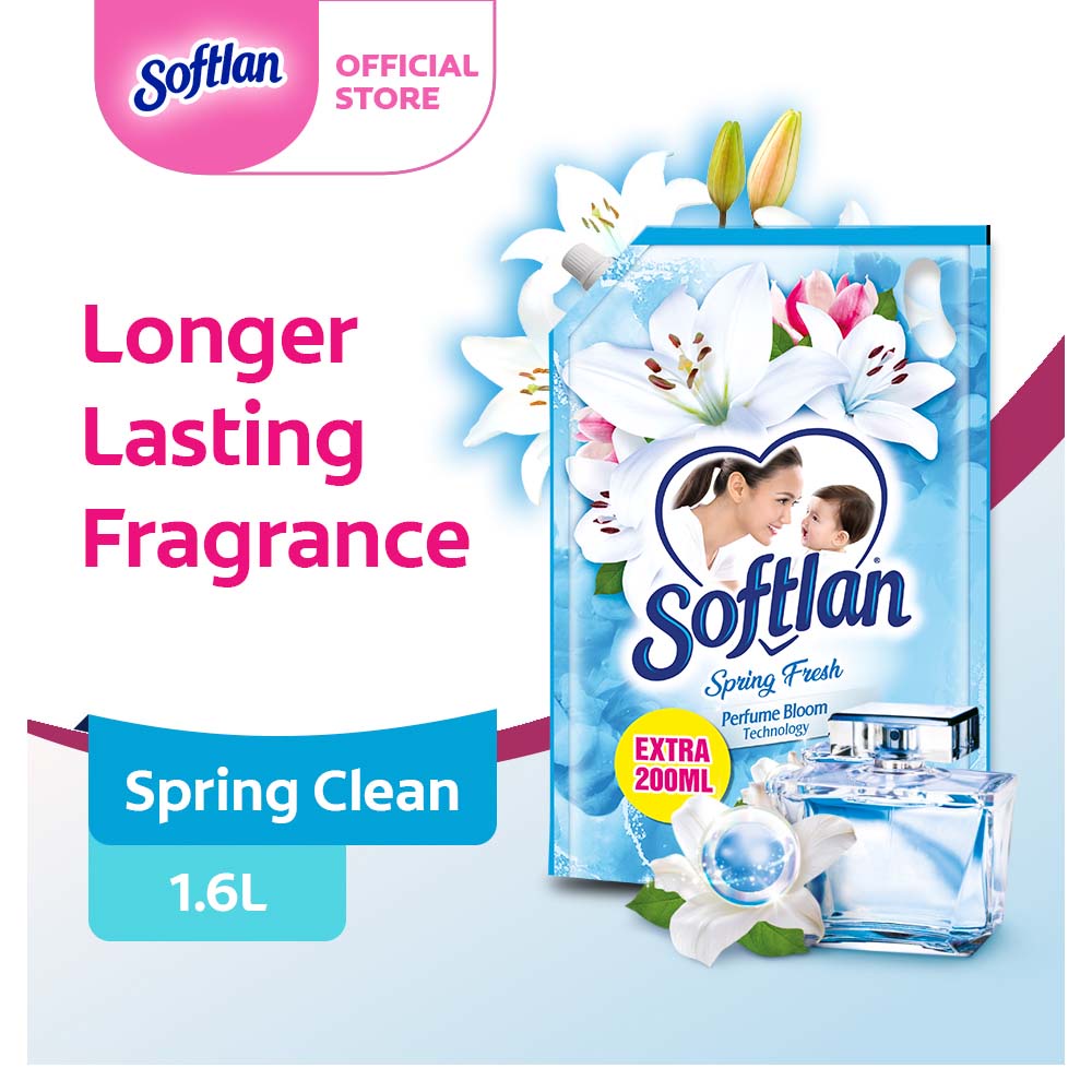 Softlan Anti Wrinkles Spring Fresh (Blue) Fabric Softener 1.6L Refill ...